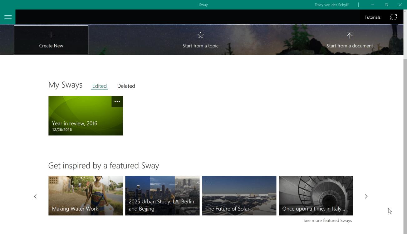 Day 301 – Creating your first Microsoft Sway Presentation – Tracy van ...