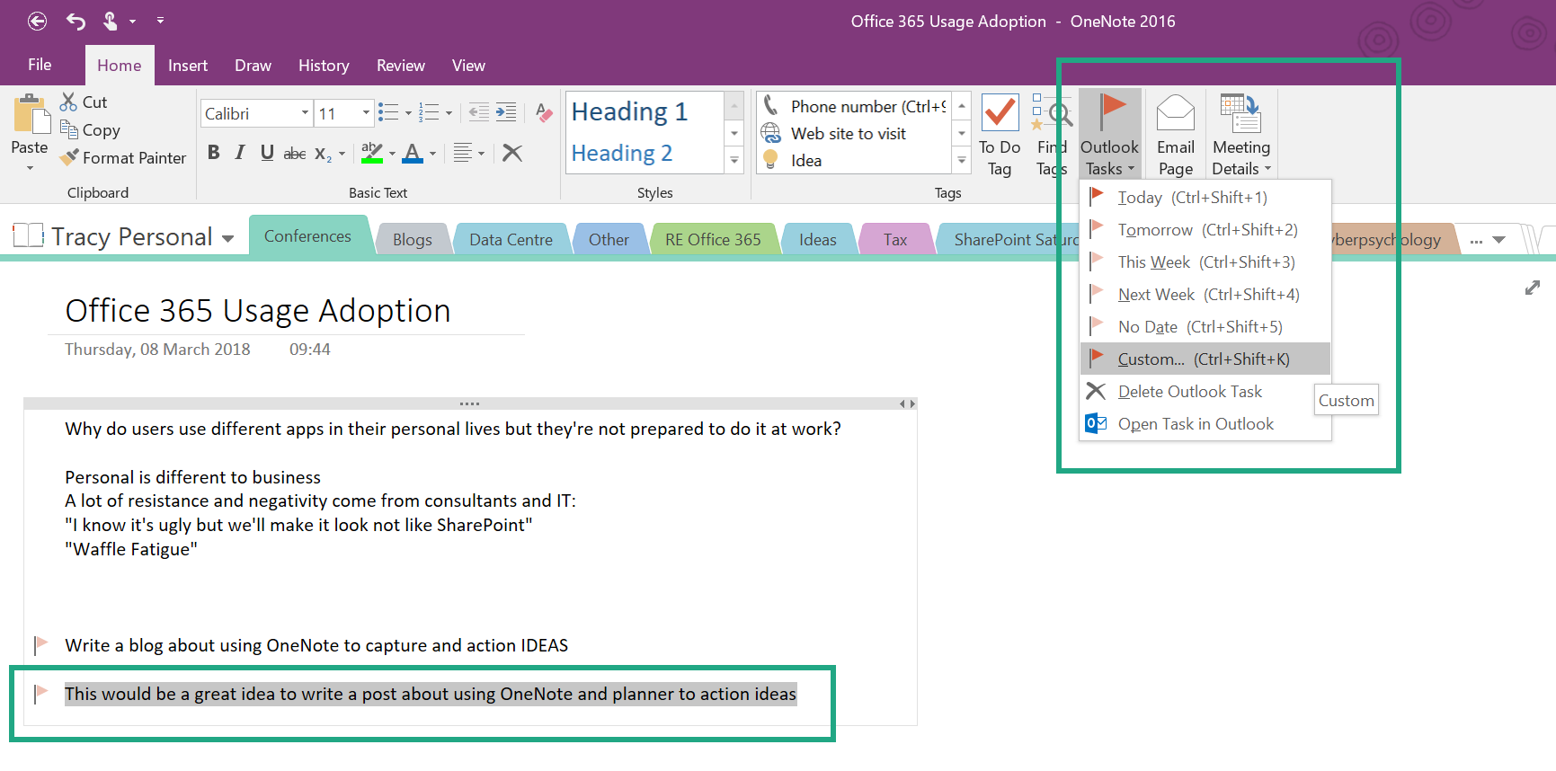 #Microsoft365 Day 127: Action ideas from OneNote with Outlook, Flow ...